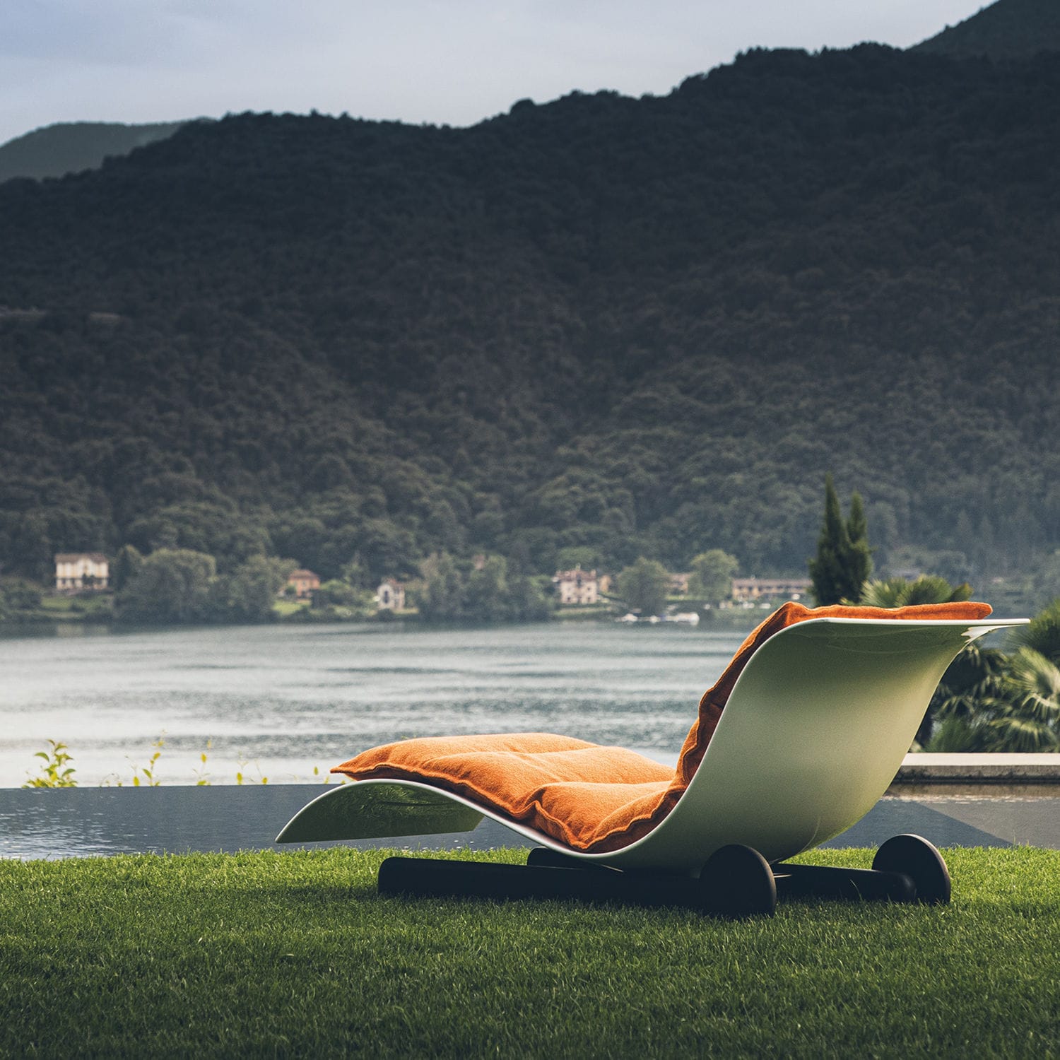 Contemporary sun lounger - ELI FLY - desiree divani - fabric / iroko ...