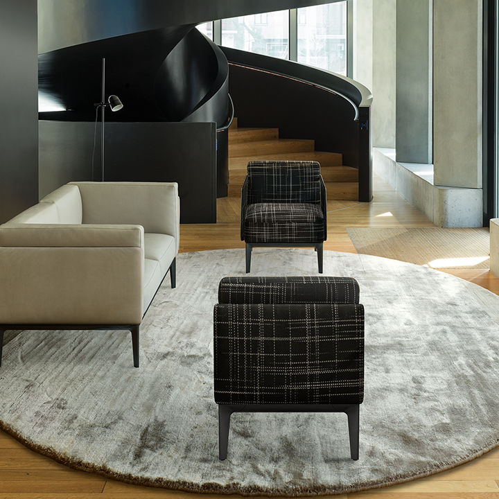 Contemporary armchair - LOUNGE SYSTEM - UNIFOR - fabric / leather / metal