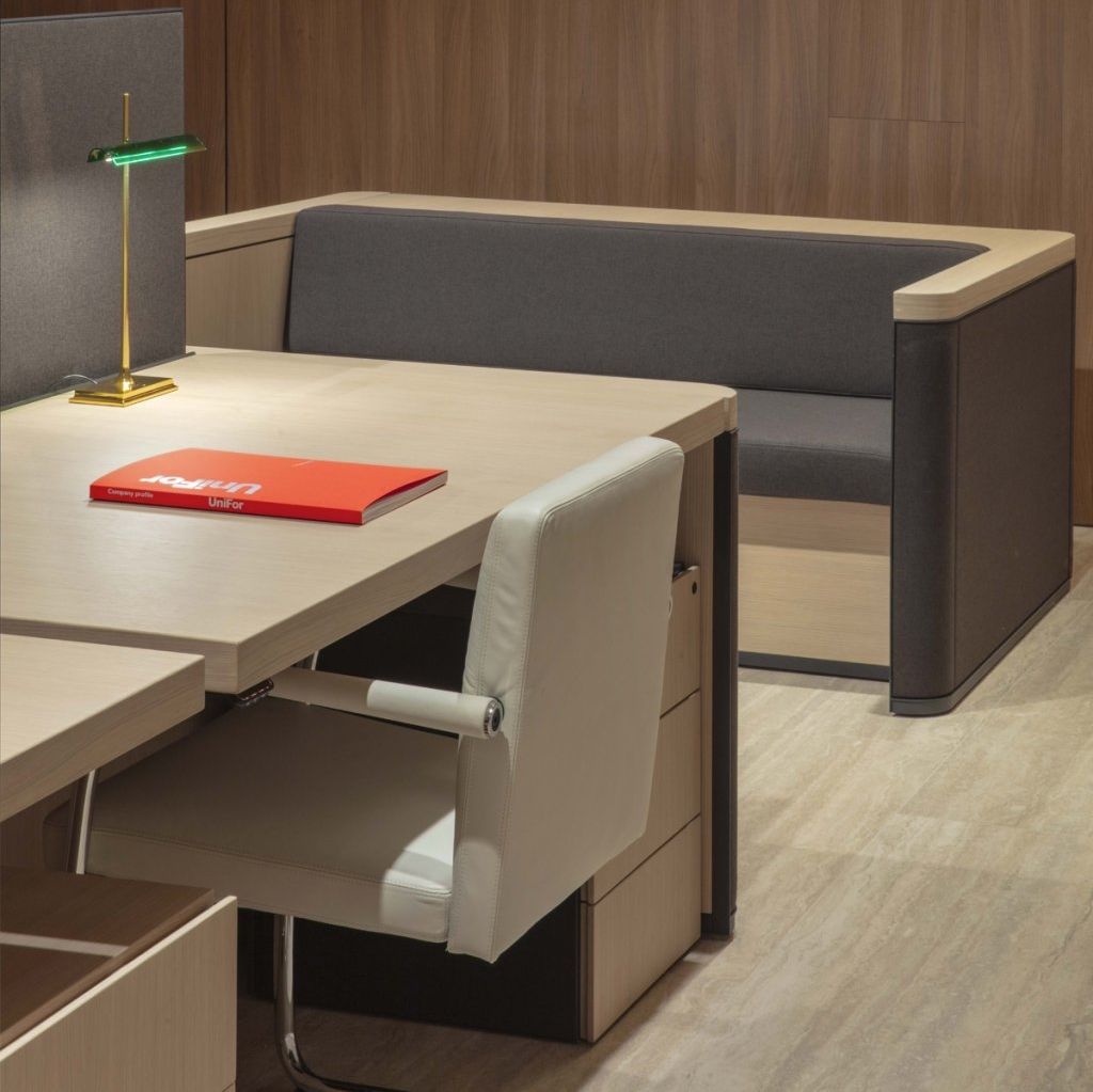 Contemporary sofa - SIGNUM - UNIFOR - for office / brown / fabric