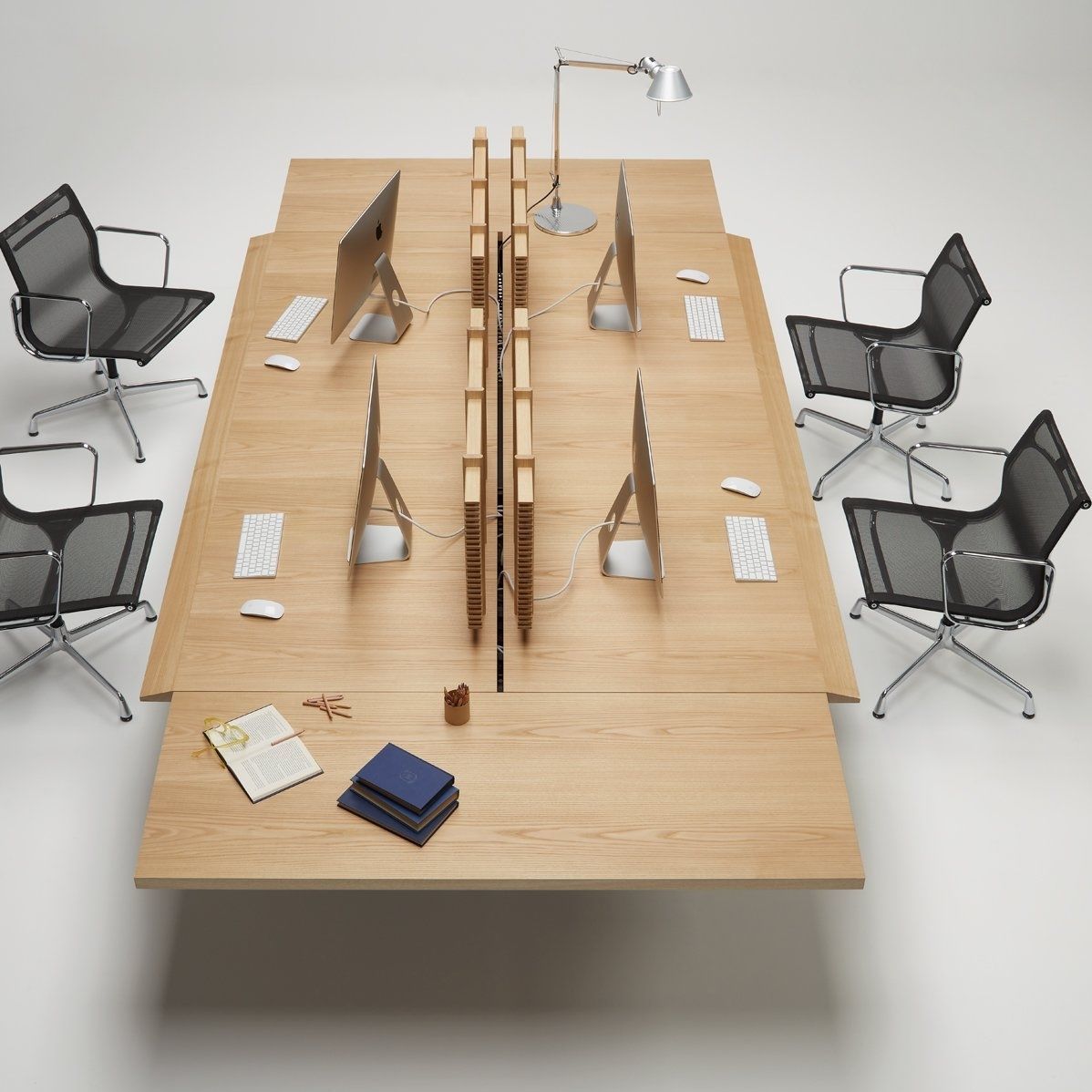 Workstation desk - TEAMER - UNIFOR - with post / 4-8 person / contemporary