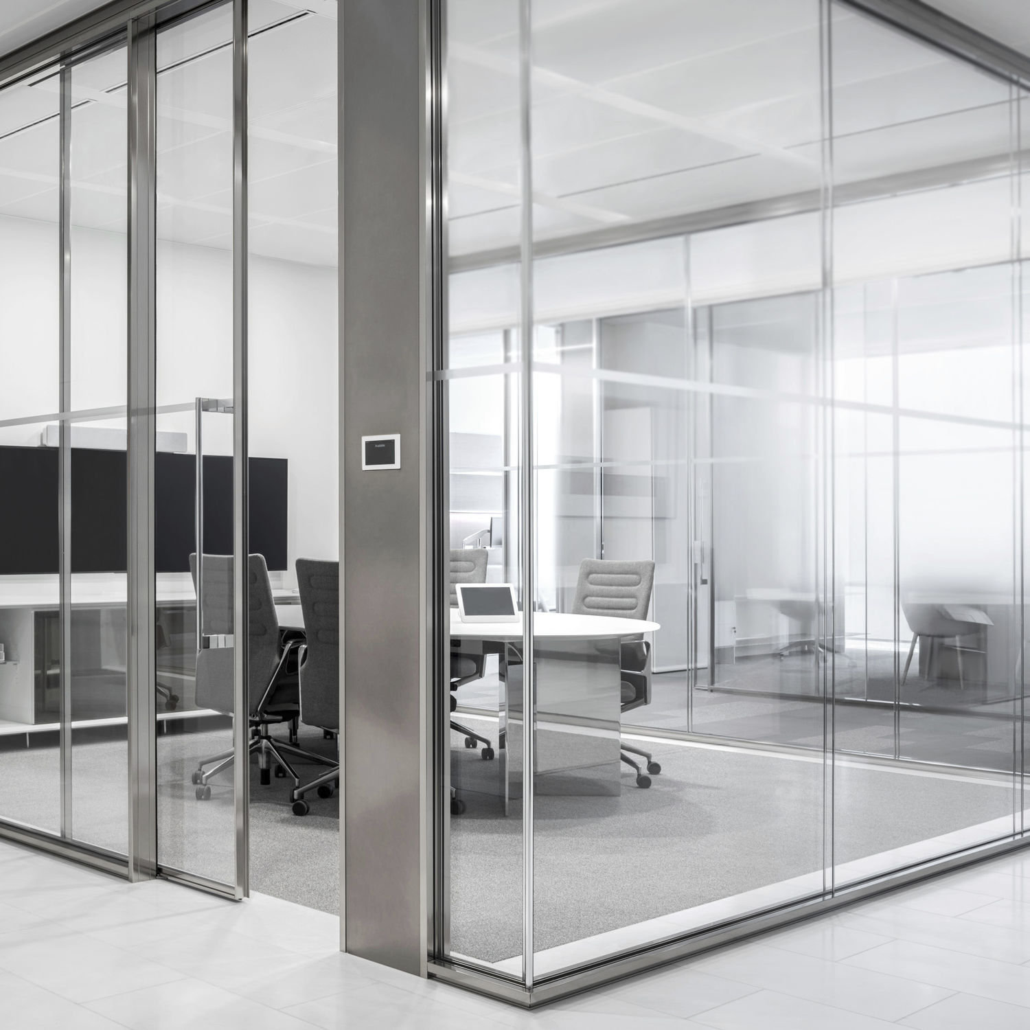 Fixed partition - RP - UNIFOR - modular / with glass panel / aluminum
