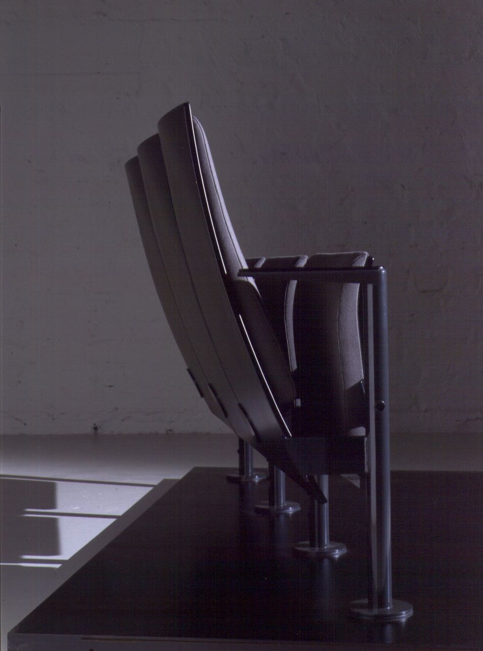 Folding auditorium seat - OPUS - mobel - with armrests / fabric / black