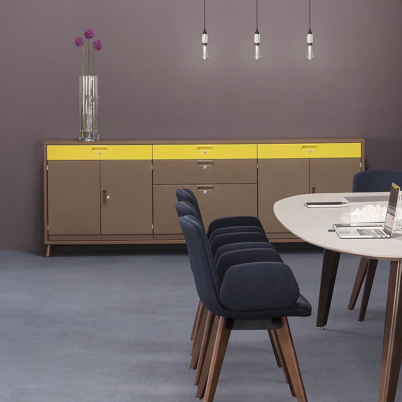 Low filing cabinet - BISLEY - tall / wooden / contemporary