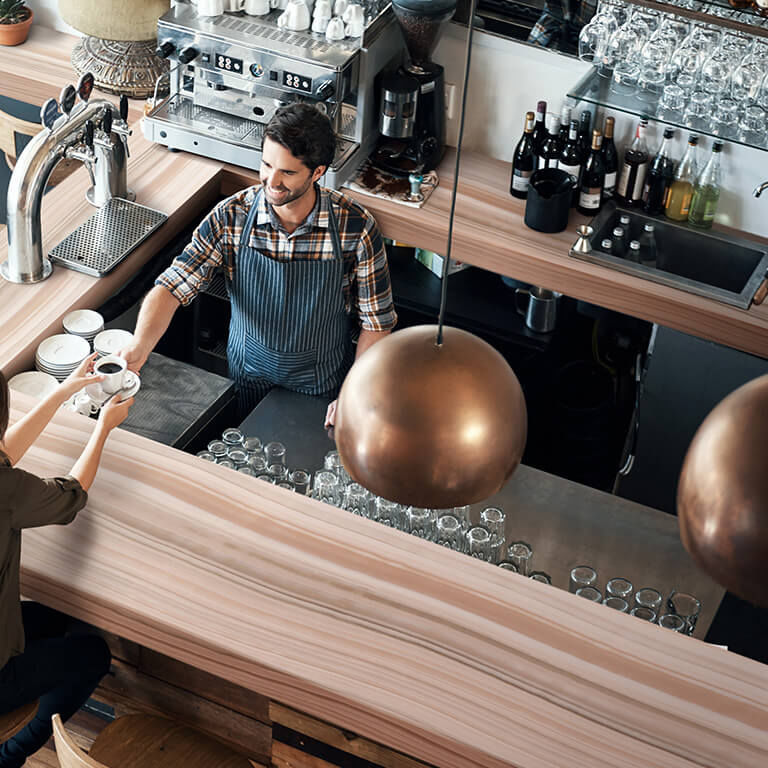 Bar counter - Bleached Nuwood - CORIAN - Corian® / L-shaped