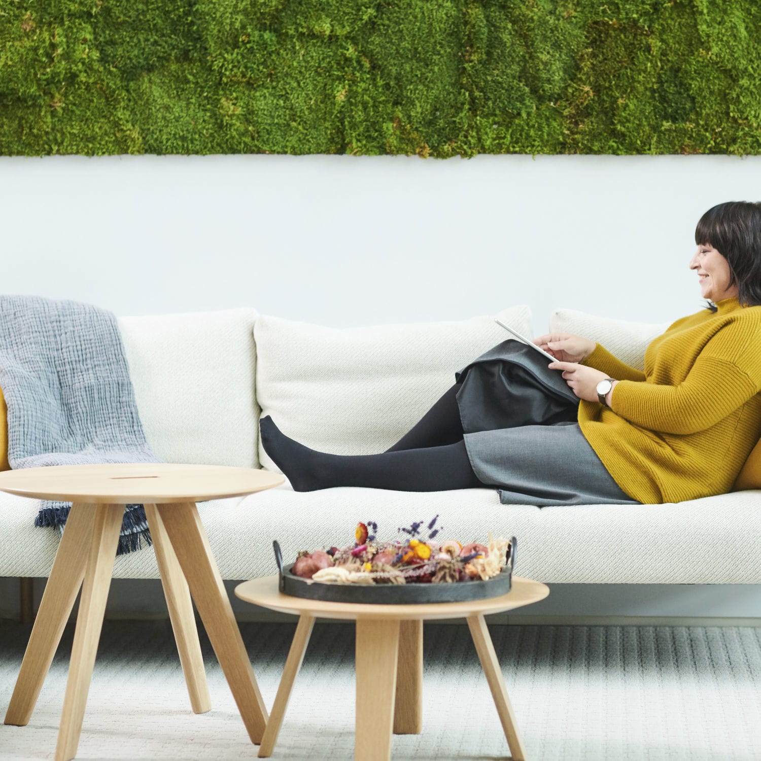 Scandinavian design coffee table - OONA - Martela - oak / ash / wooden base