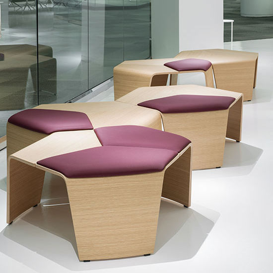 Contemporary stool - HOC - Haworth Europe - beech / plywood / beech base