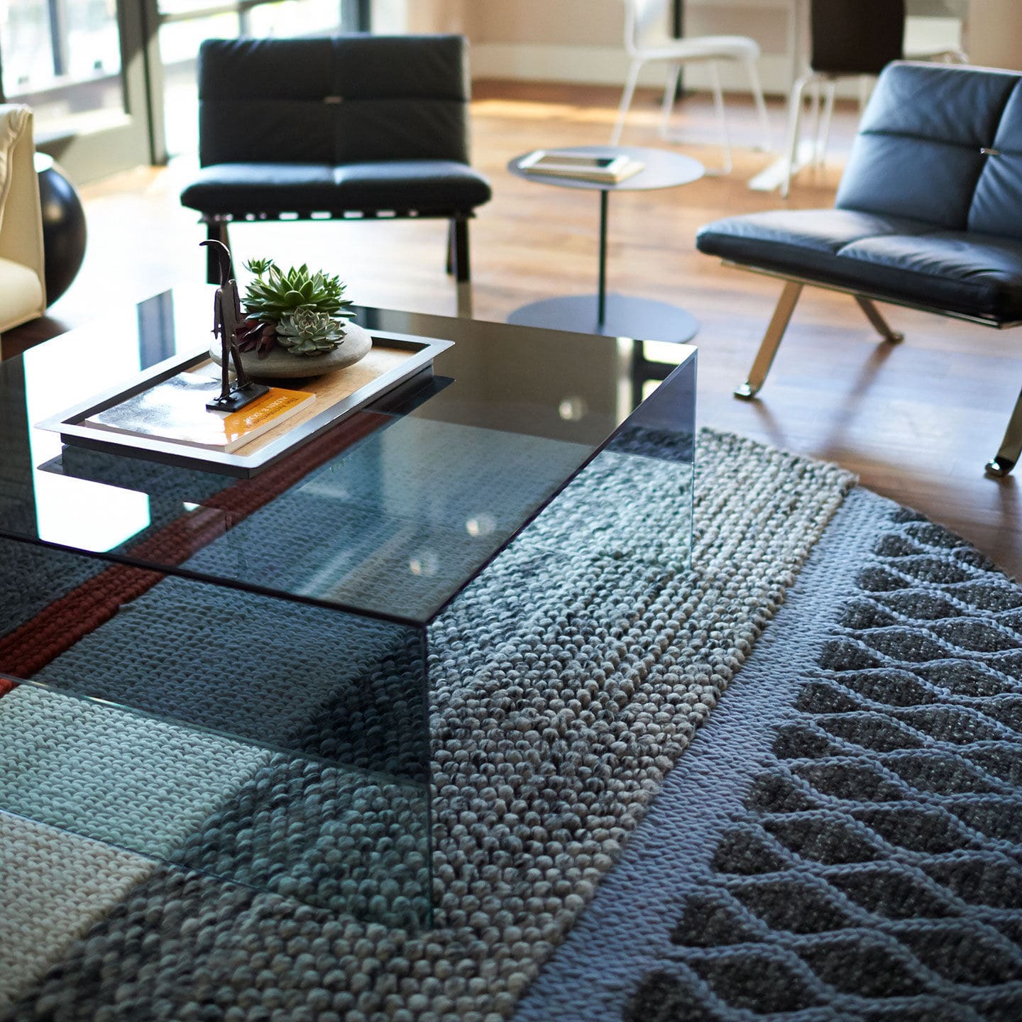 Contemporary coffee table - SMOKE - Haworth Europe - smoked glass ...