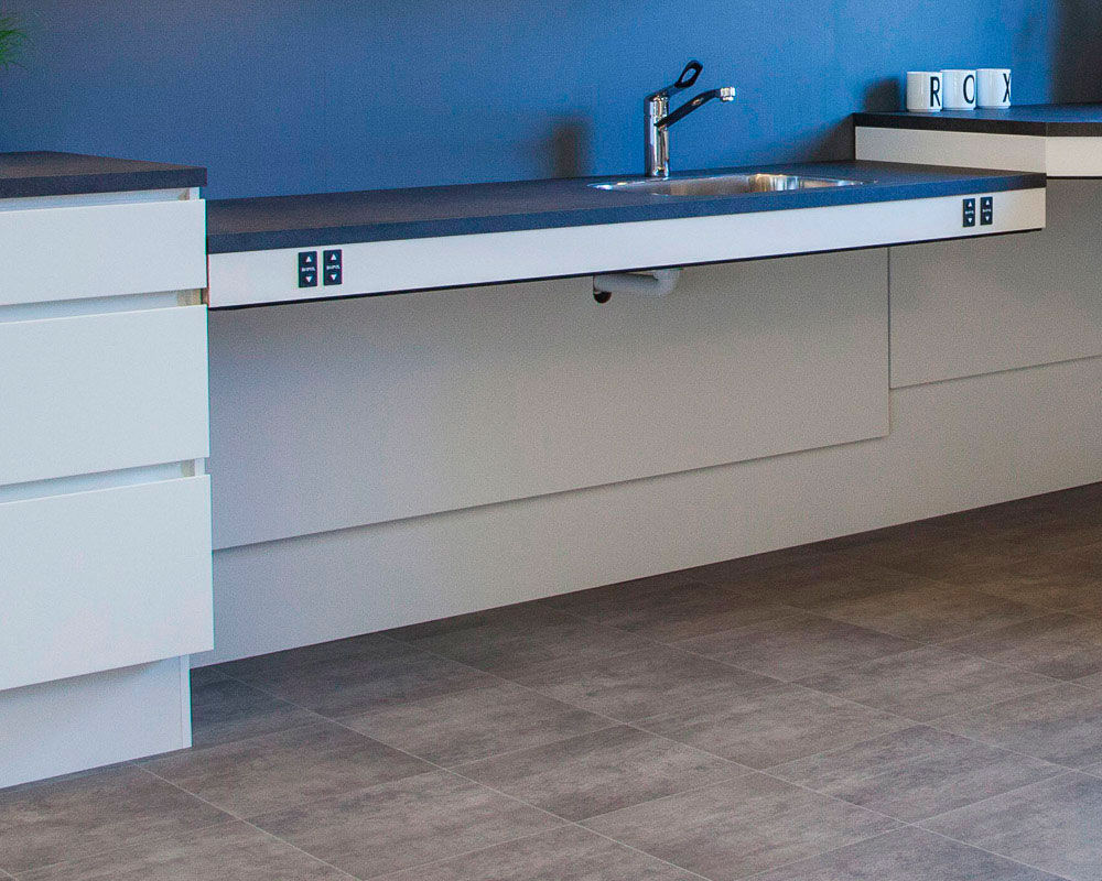 Steel countertop - FLEXIELECTRIC - Ropox A/S - kitchen / gray / blue