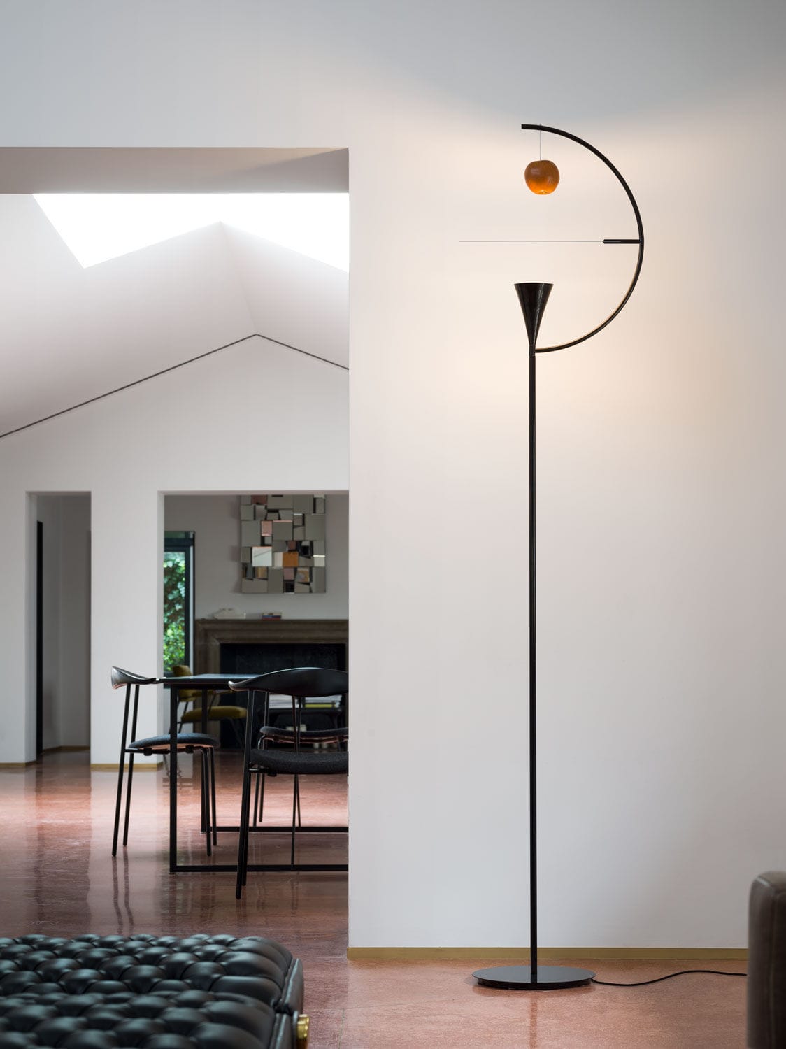 Floor-standing lamp - NEWTON - NEMO - painted aluminum / chrome ...