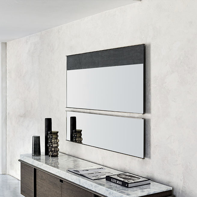 Wall-mounted mirror - DORIAN - arketipo - contemporary / rectangular / leather
