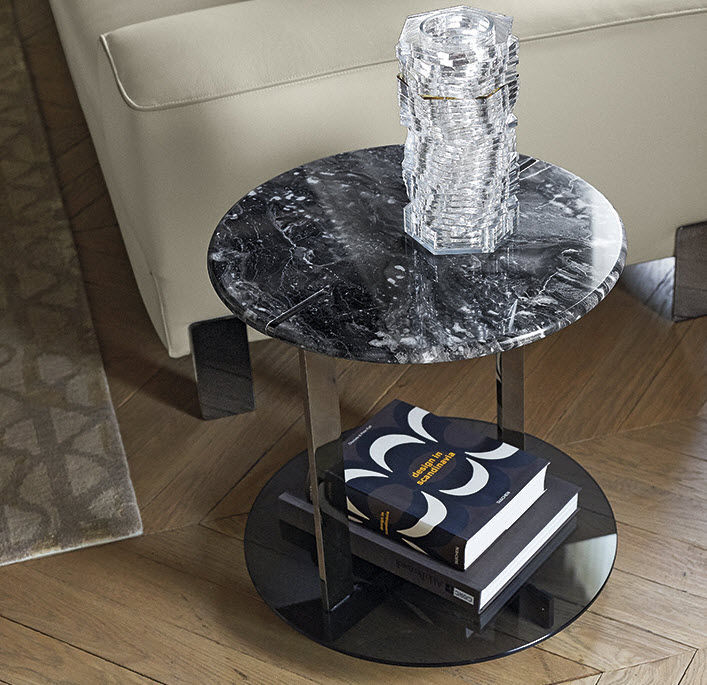 Contemporary side table - DOUGLAS - arketipo - glass / metal / marble
