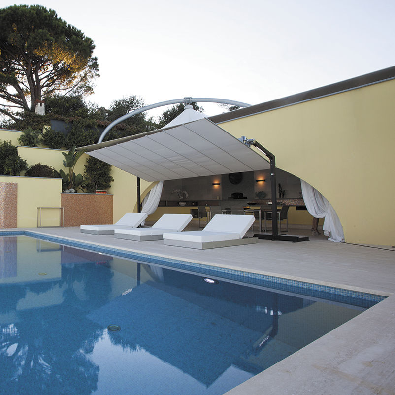 Orientable parasol - FLEXY - FIM - fabric / aluminum / for restaurant