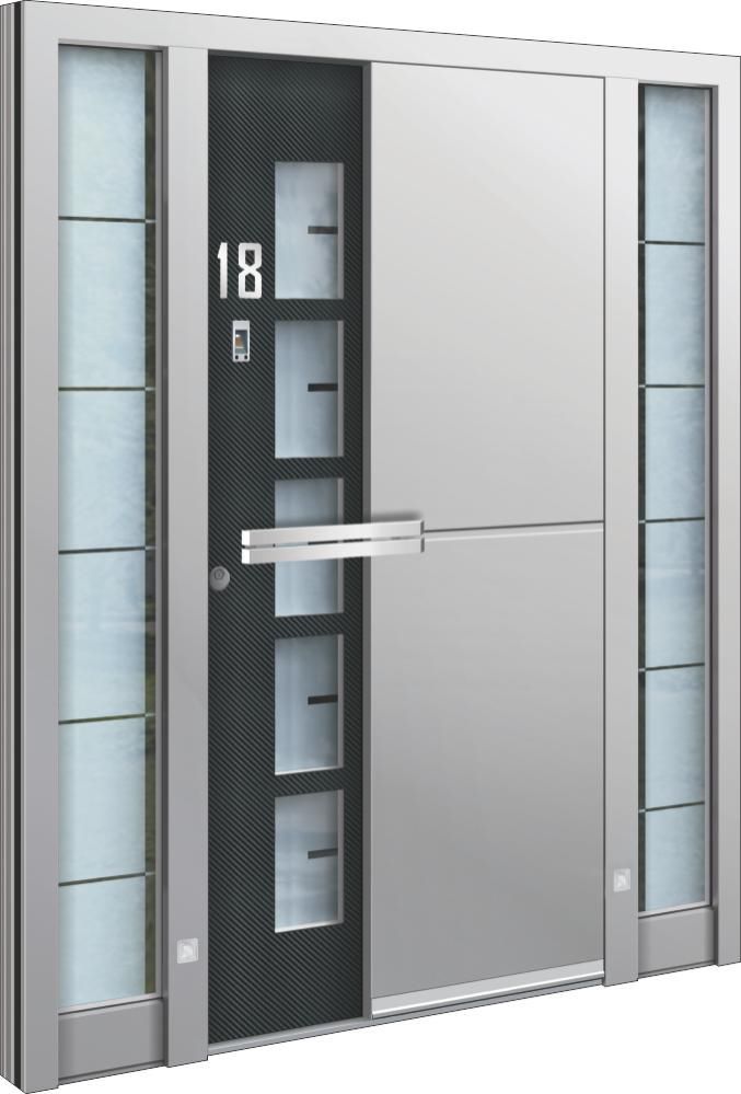 Entry door - AA 220 - INOTHERM - glass / aluminum / stainless steel