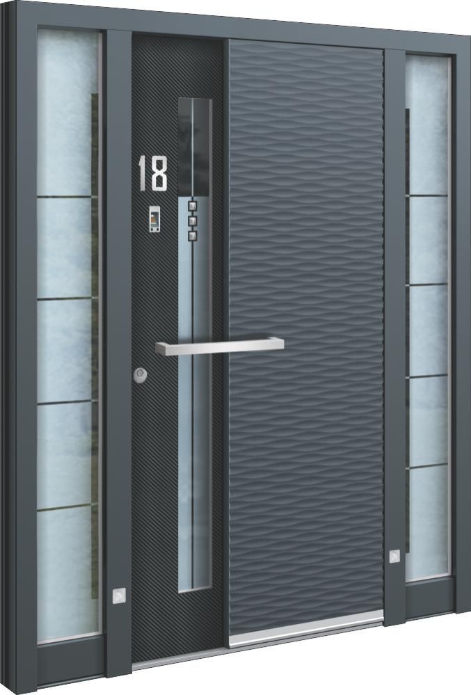 Entry door - AA 227 - INOTHERM - glass / stainless steel / swing