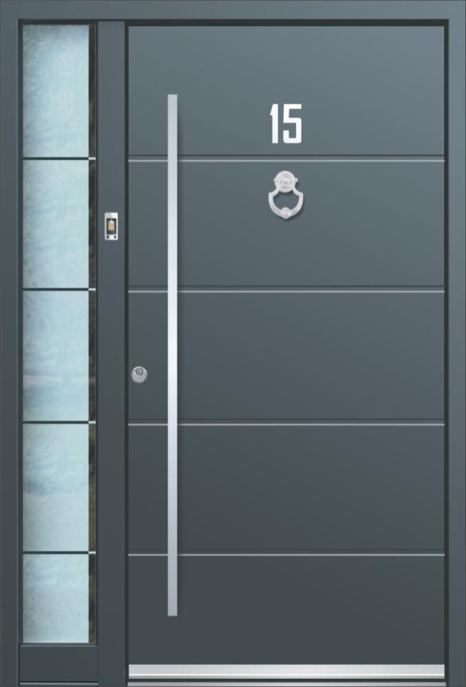 Entry door - AGE 1044 - INOTHERM - glass / aluminum / stainless steel