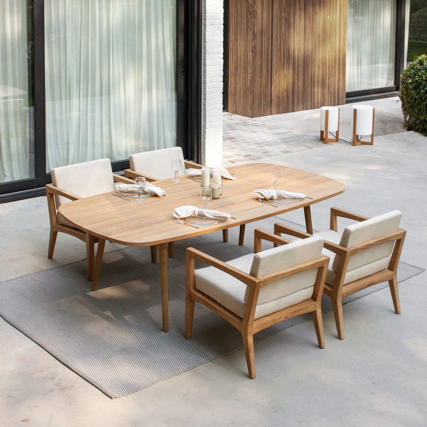 Contemporary dining table - STYLETTO - Royal Botania - teak / ceramic ...