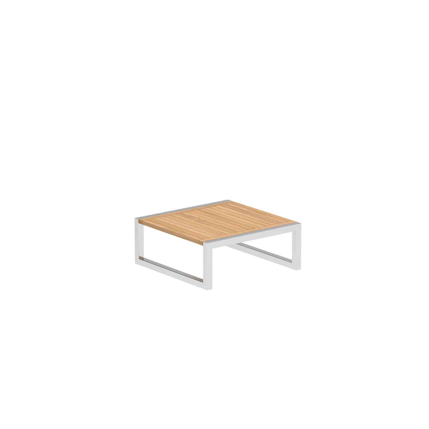 Contemporary side table - NINIX - Royal Botania - teak / stainless steel base / square