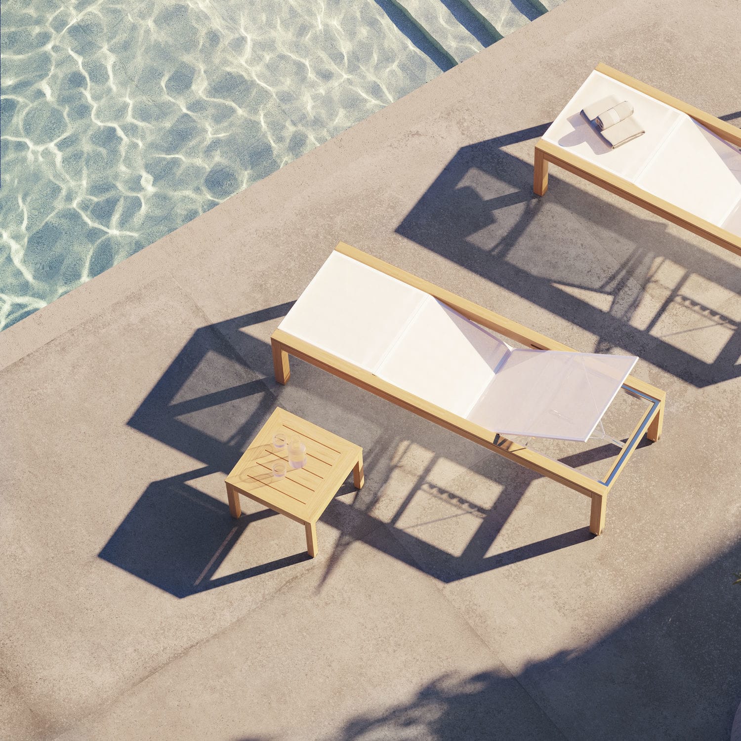 Contemporary side table - XQI - Royal Botania - teak / teak base / square