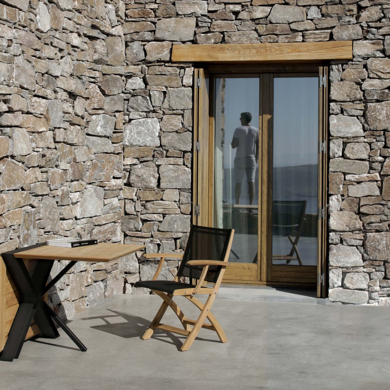 Contemporary chair - XQI - Royal Botania - outdoor / Batyline® / teak base