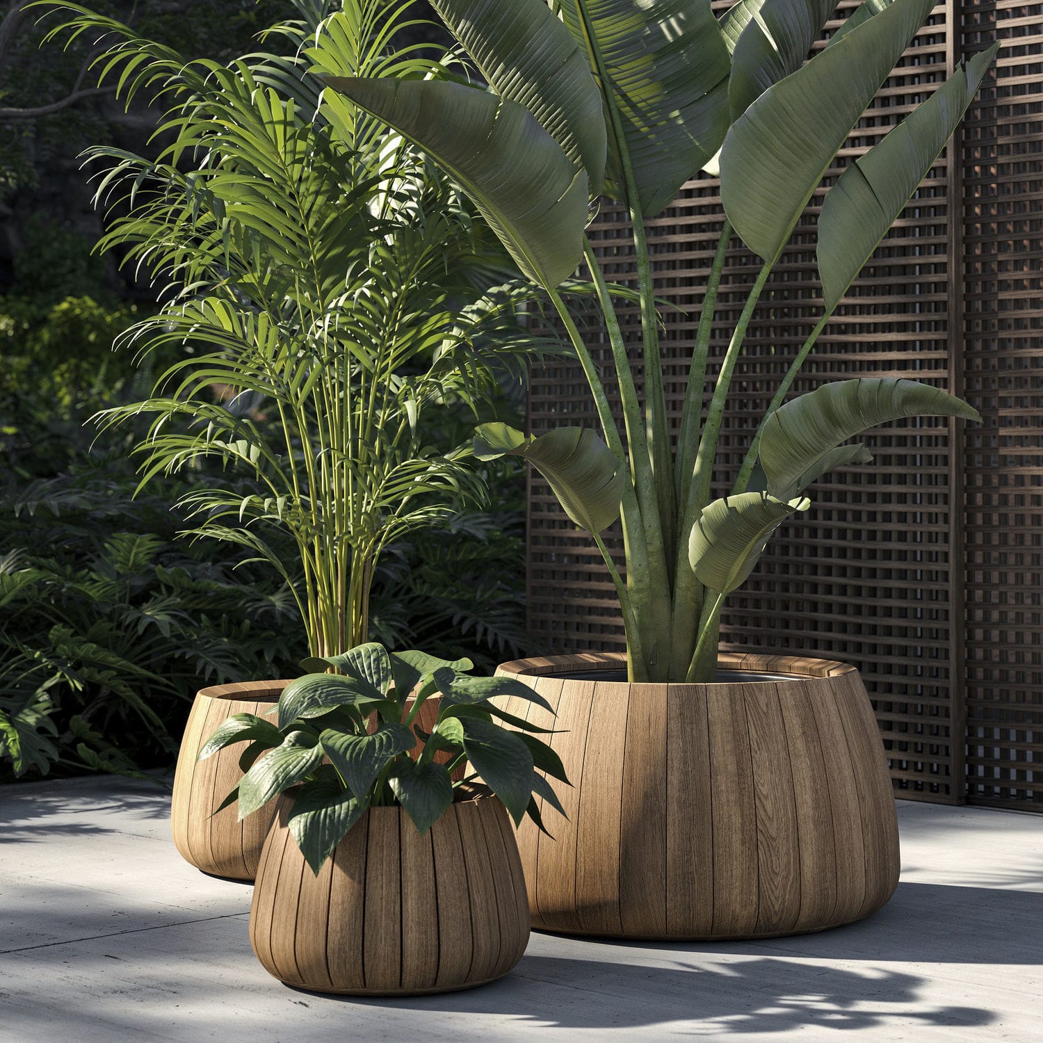 Outdoor planter - BARIQ - Royal Botania - teak / round / contemporary