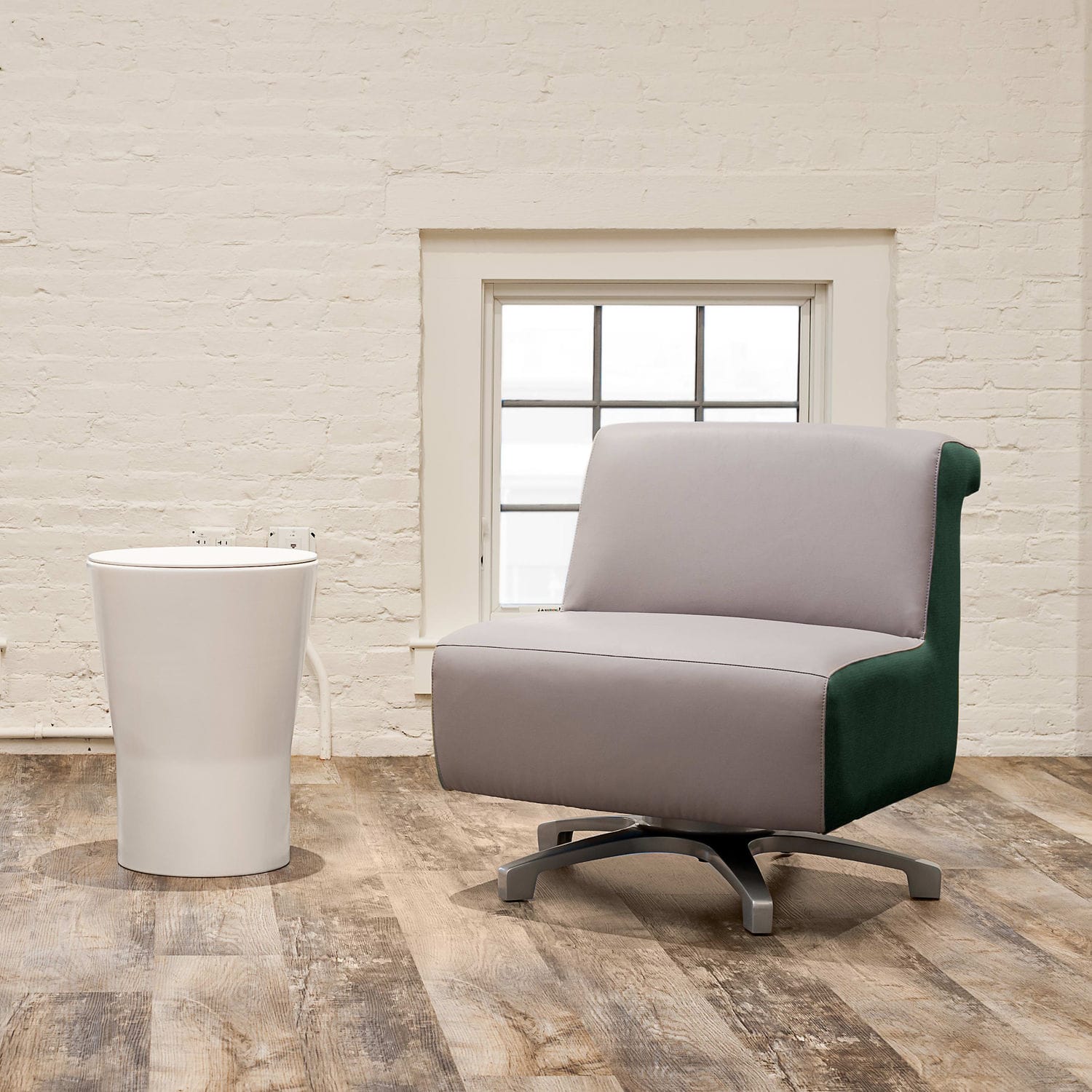 Contemporary fireside chair - LINGER - Allsteel - fabric / metal / high ...