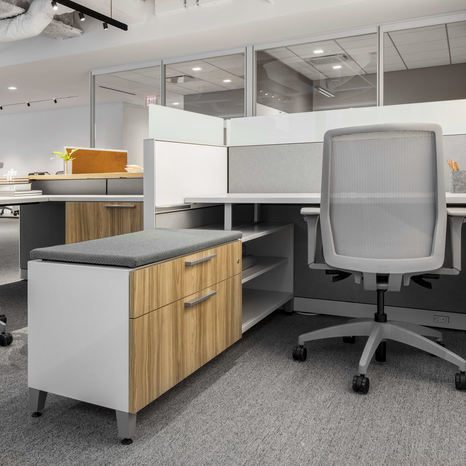 Low filing cabinet - INVOLVE - Allsteel - tall / laminate / with hinged ...