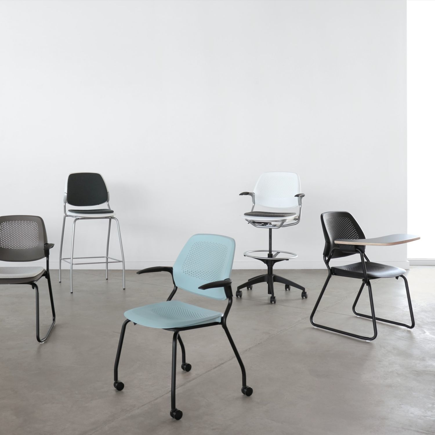 Contemporary office stool - INSPIRE - Allsteel - fabric / plastic ...
