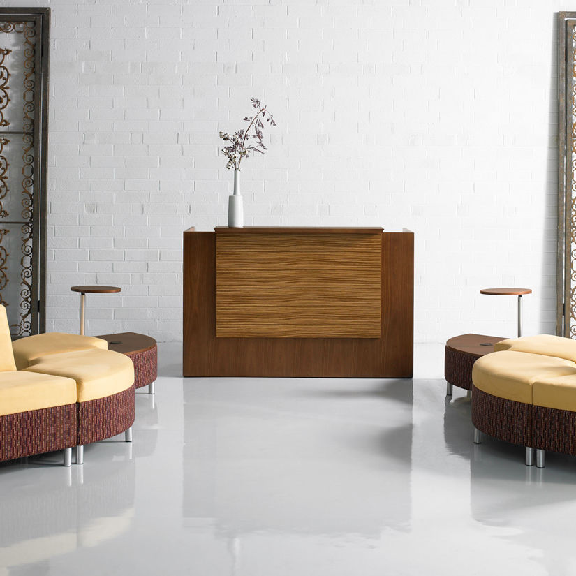 Corner reception desk - CENTRAL PARK - DAR RAN - modular / wooden ...