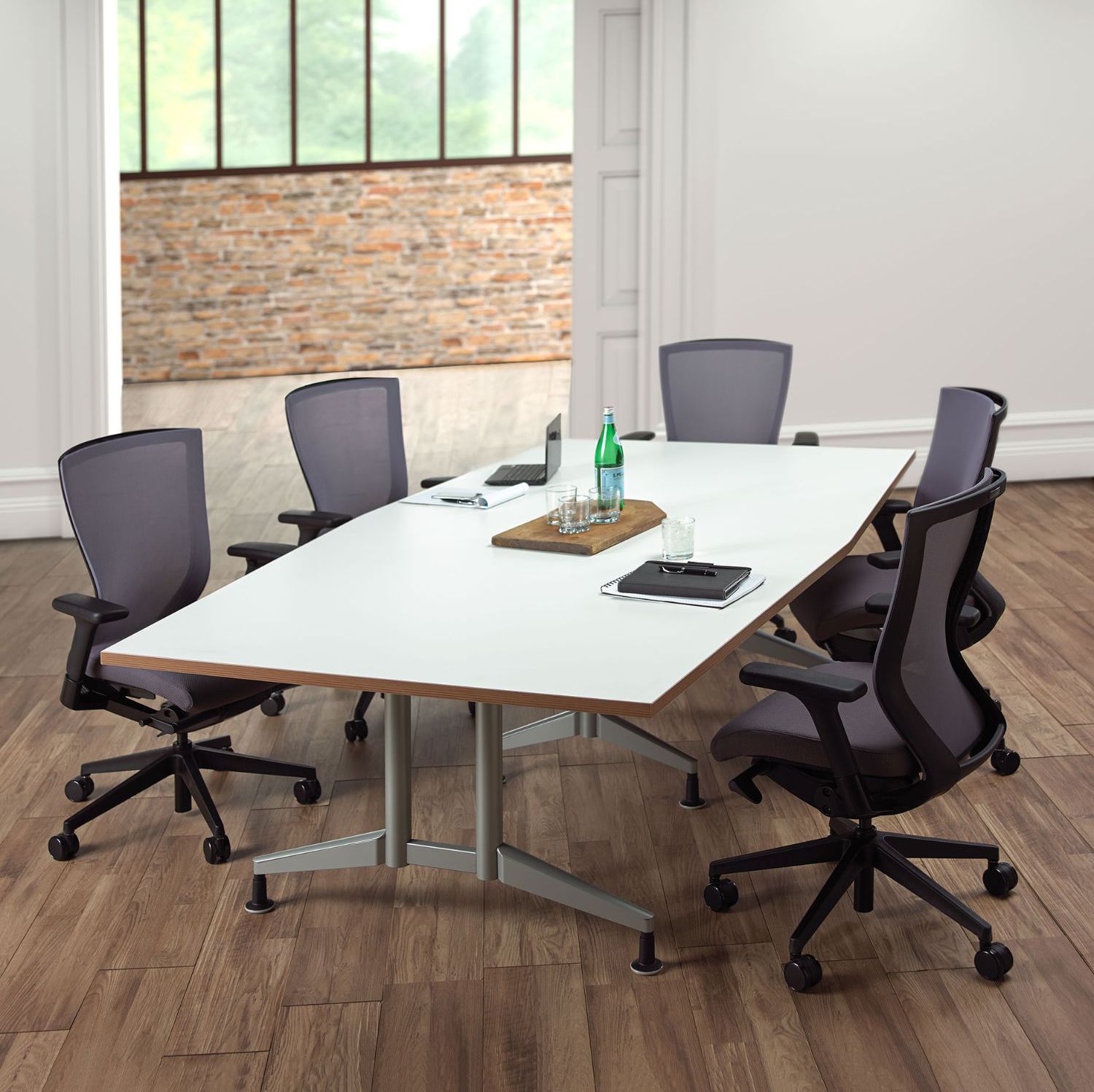 Contemporary work table - PIROUETTE - KI - laminate / metal base ...