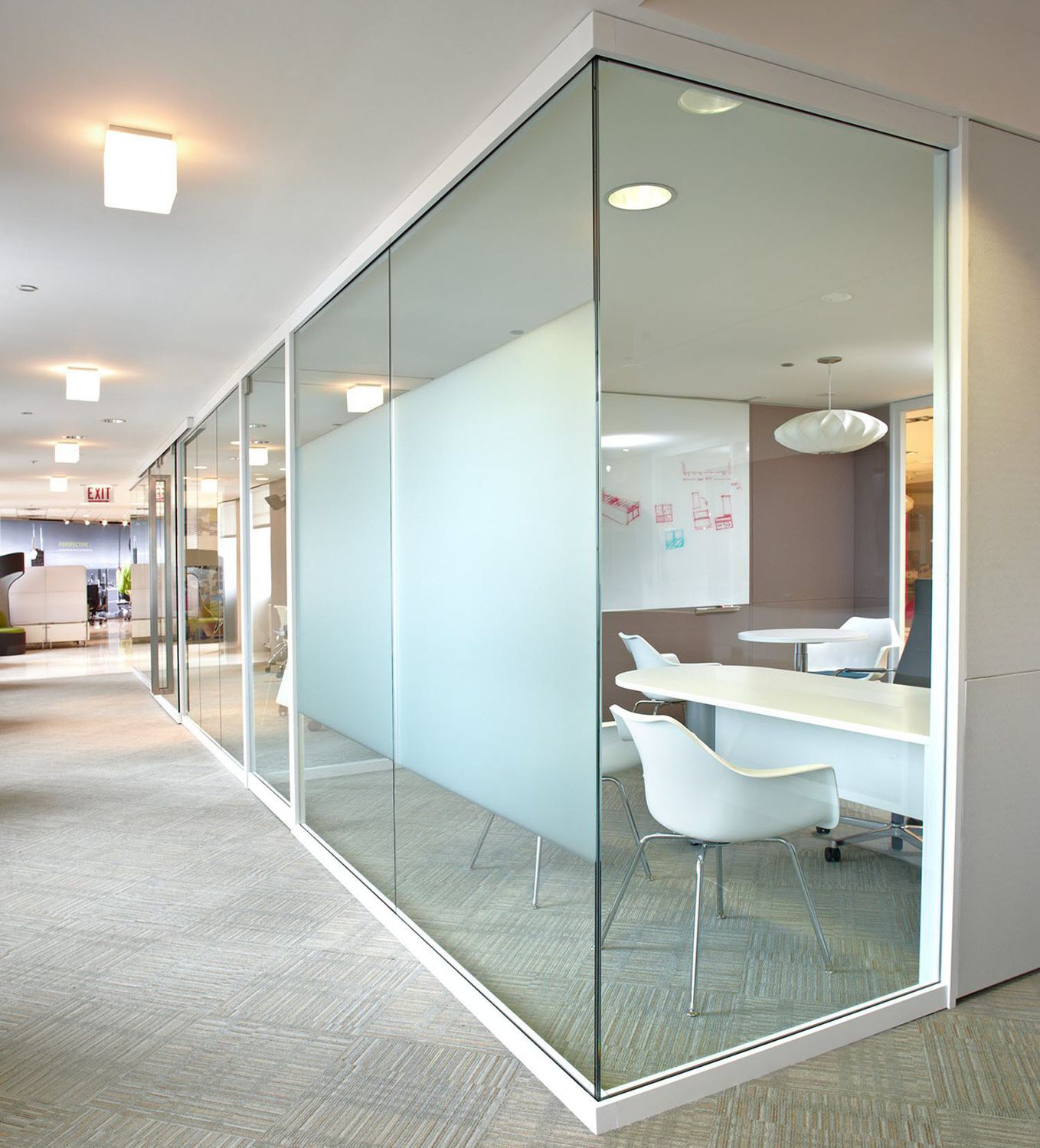 Fixed partition - LIGHTLINE - KI - glazed / aluminum / commercial