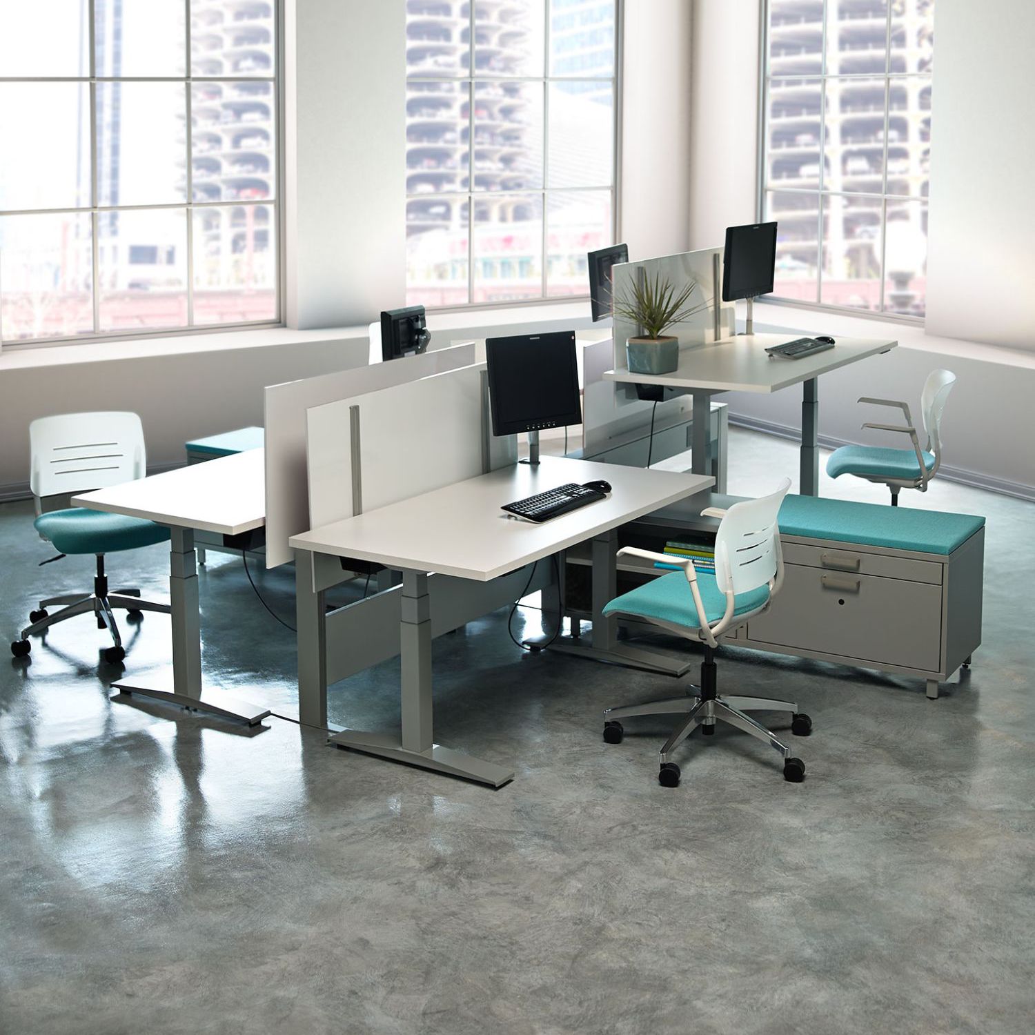 Workstation desk - WORKUP® - KI - free-standing / contemporary / wooden