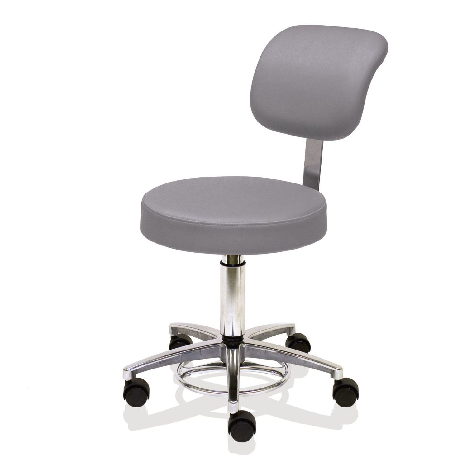 Contemporary task stool - KI - KI - leather / metal base / on casters