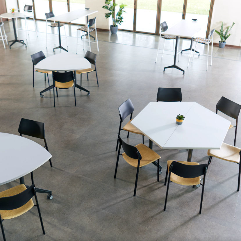 Contemporary work table - PIROUETTE - KI - laminate / metal base ...