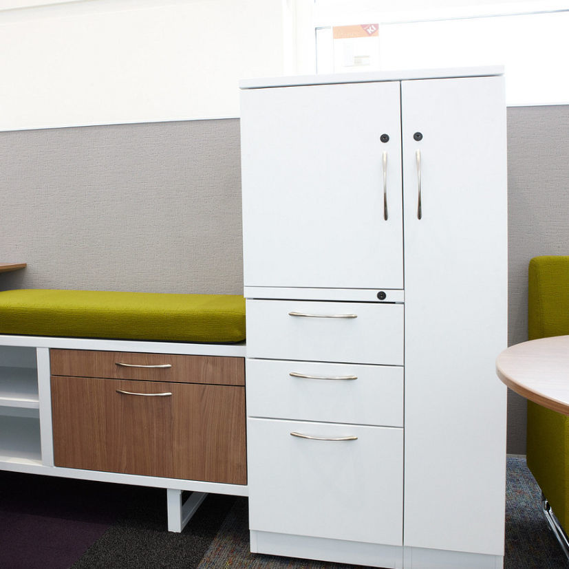 Steel office unit - U-SERIES - KI - laminate / nickel-plated / 2-drawer