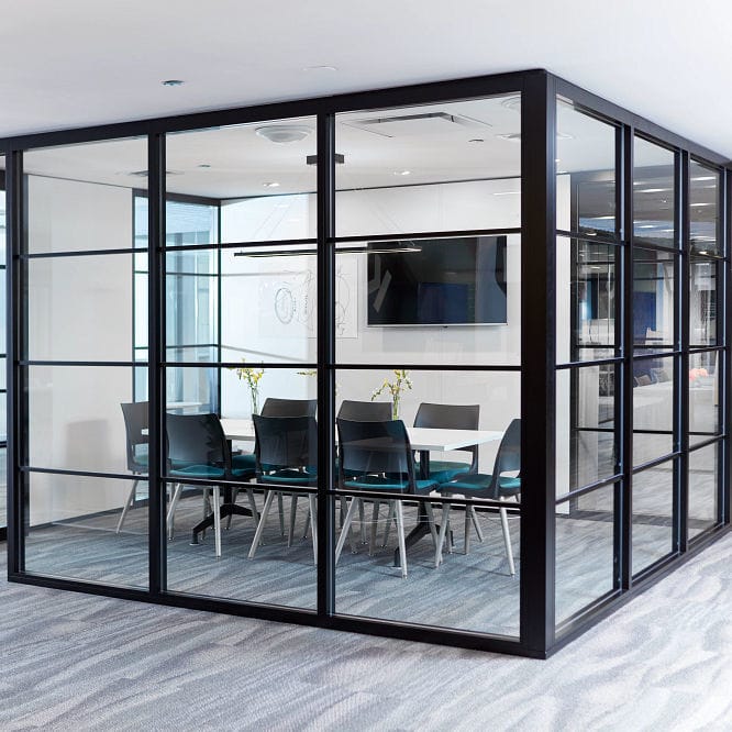 Sliding partition - GENIUS - KI - with glass panel / wooden / laminate