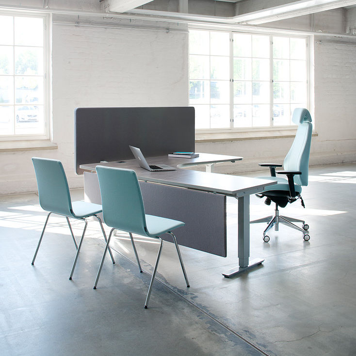 Workstation desk - MATRIX T - ISKU - contemporary / wooden / modular