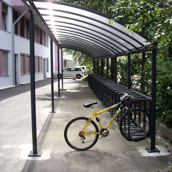 Floor-mounted bike rack - WING - GUYON - covered / for public space ...