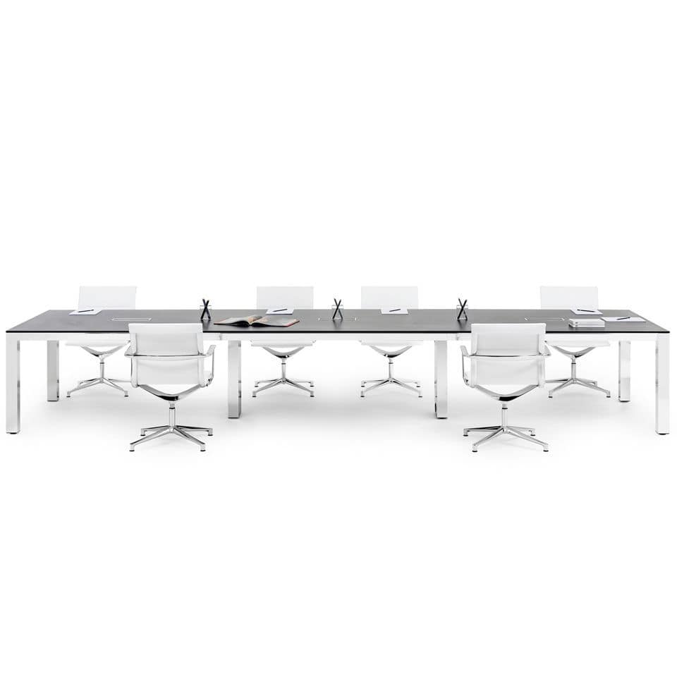 Design boardroom table - P80 - ICF - walnut / oak / crystal