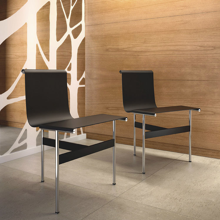 Contemporary chair - NEW YORK - ICF - leather / steel / steel base