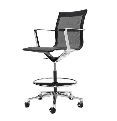 Mesh task chair - UNA - ICF - aluminum / on casters / star base