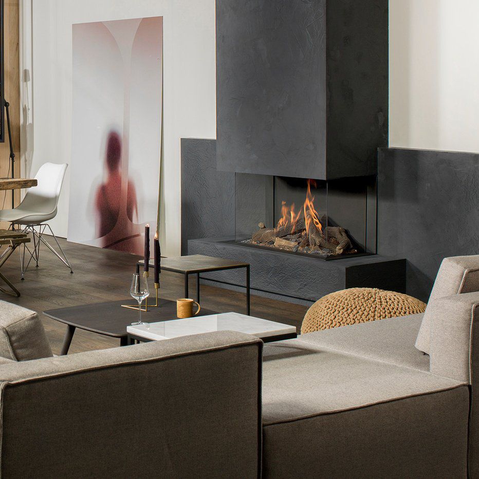 Closed gas hearth - MATRIX 800-500 III - Faber - 3-sided / steel / glass