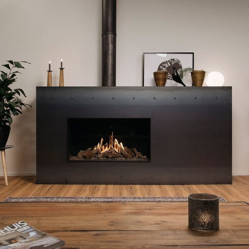 Closed gas hearth - MATRIX 1050-500 I - Faber - 1-sided / steel / glass