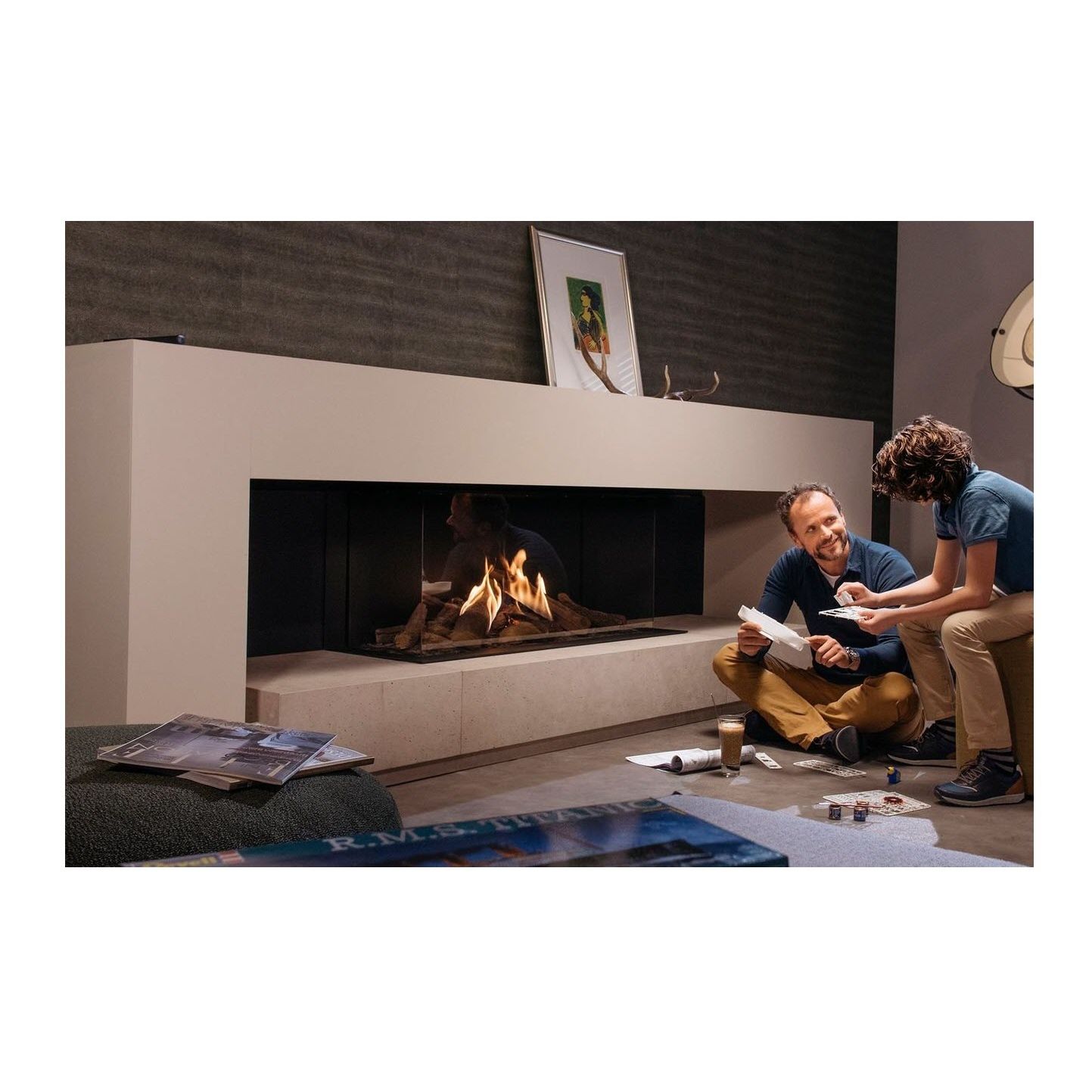Closed gas hearth - MATRIX 1050-500 III - Faber - 3-sided / steel / glass