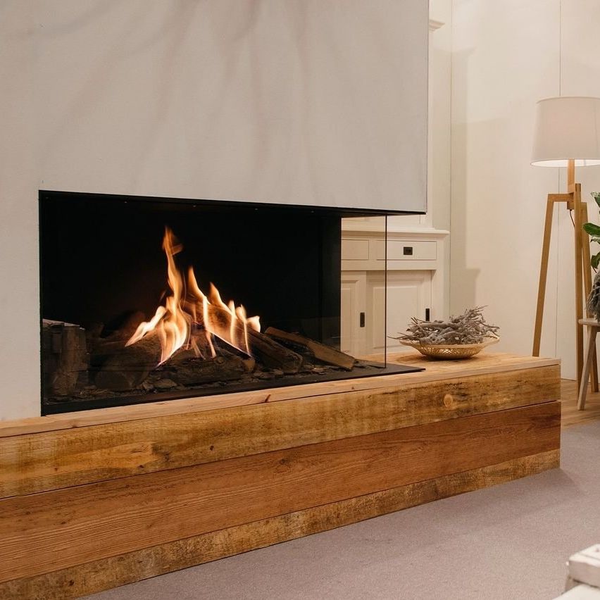 Closed gas hearth - MATRIX 1050-500 II - Faber - 2-sided / steel / glass