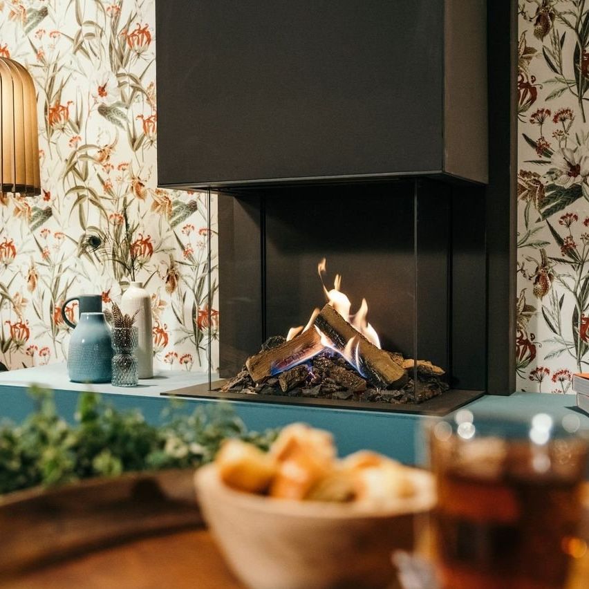 Closed gas hearth - MATRIX 450-500 III - Faber - 3-sided / steel / glass