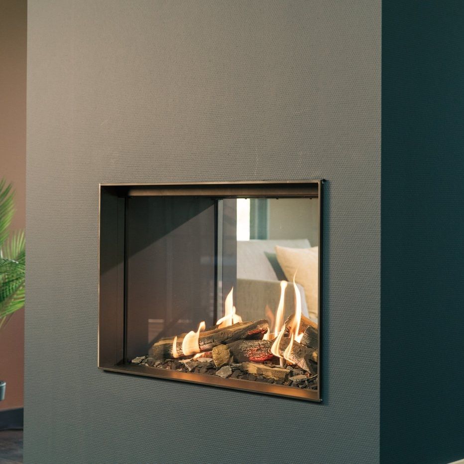 Closed gas hearth - MATRIX 1050-500 ST - Faber - 2-sided / steel / glass