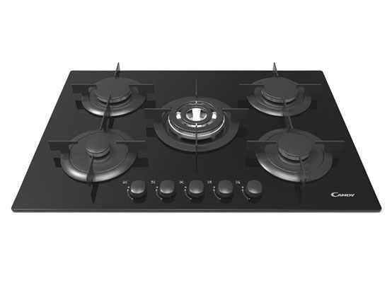 Gas cooktop - CVG 75 SQCPN 75 - Candy - 5 burner / built-in / with knobs