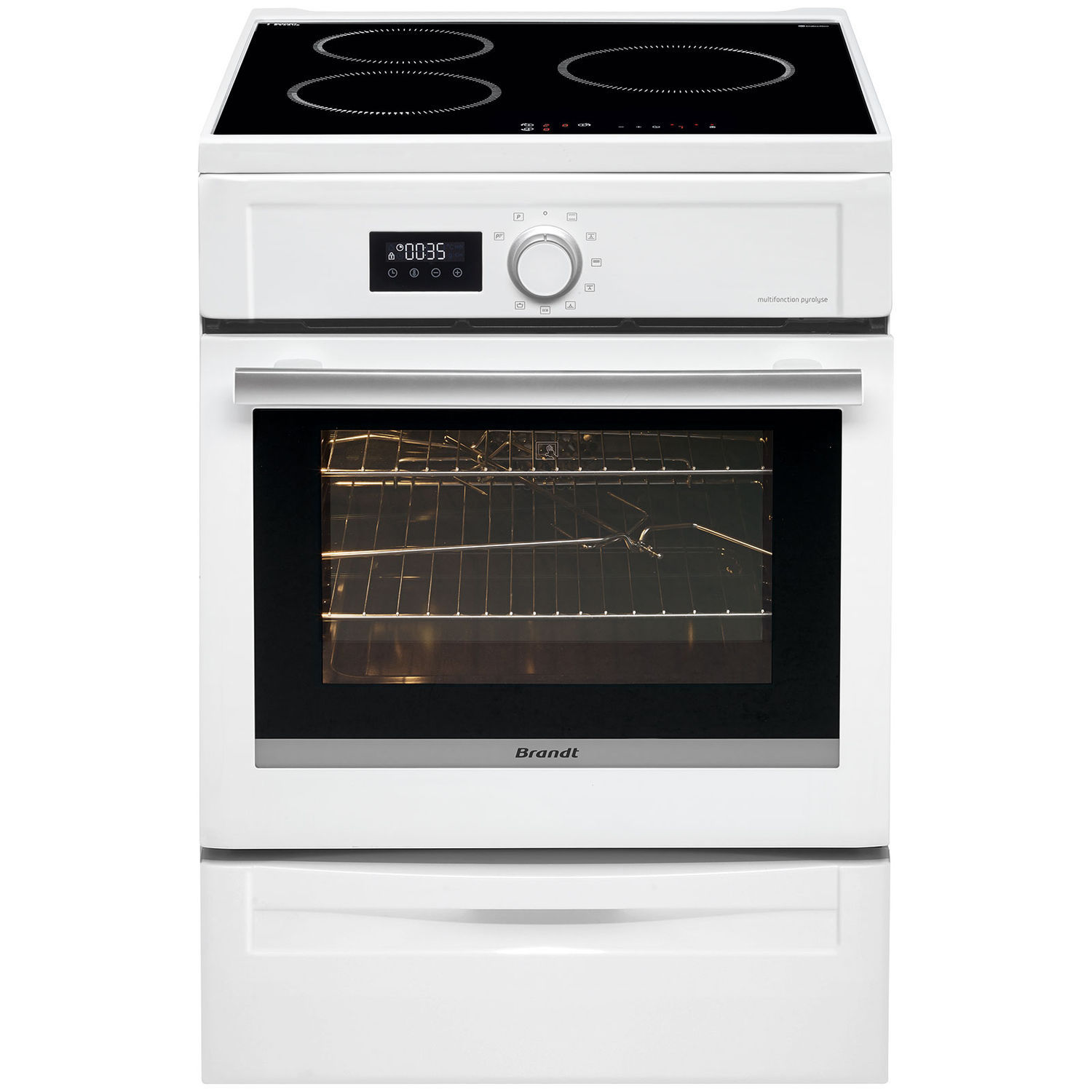 Induction range cooker - BCI6653W - Brandt - 3 burner / 1 oven / pyrolytic