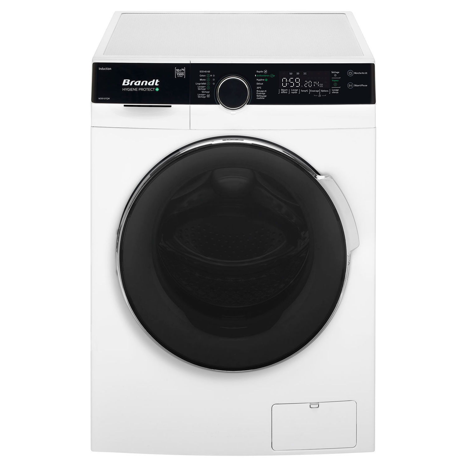 Front-loading washing machine - WDB107QW - Brandt - home / drying