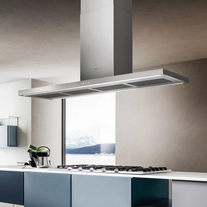 Ceiling-mounted range hood - THIN - Elica - ducted / class A / gray